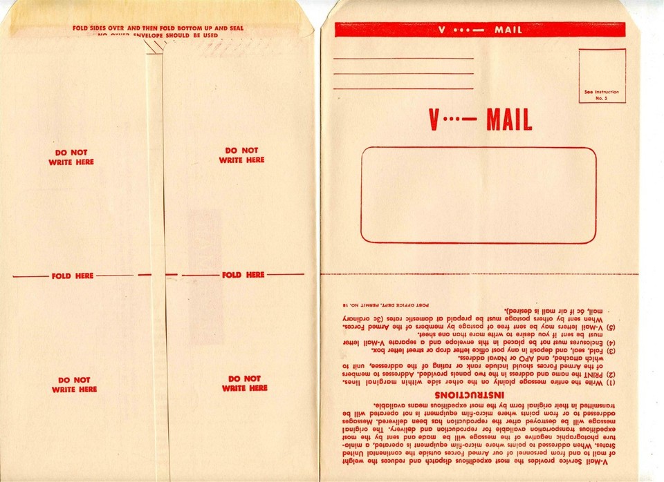 United States Official V Mail Envo Letters 33 Combination Sheets ...