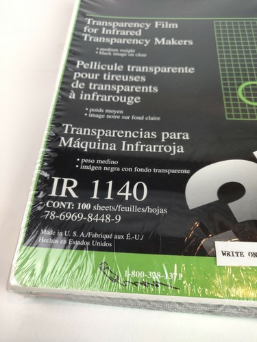 3M Transparency Film IR1140 Infrared Transparency Makers 100 Sheets Lot ...