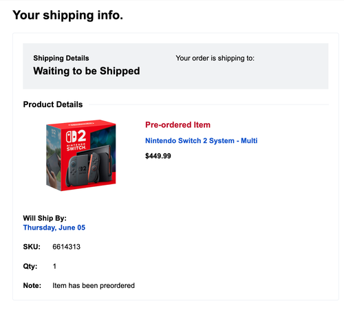 Nintendo Switch 2 Console BestBuy CONFIRMED ORDER **PREORDER** SHIPS IN JUNE | eBay