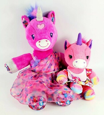 Build A Bear Candy Hearts Unicorn Plush Set Hot Pink XOXO BFF With ...
