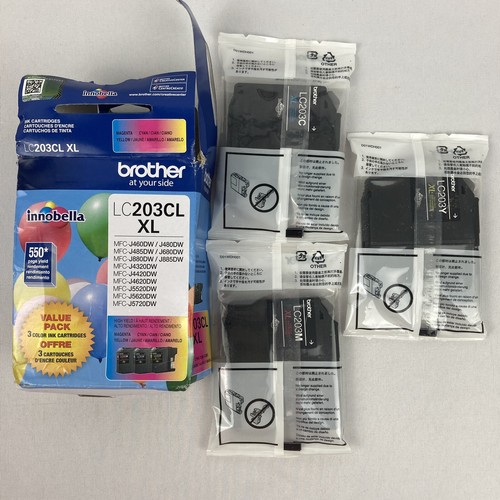 Brother LC203CL XL 3-Pc Color Ink Pack Magenta Cyan Yellow High Yield ...
