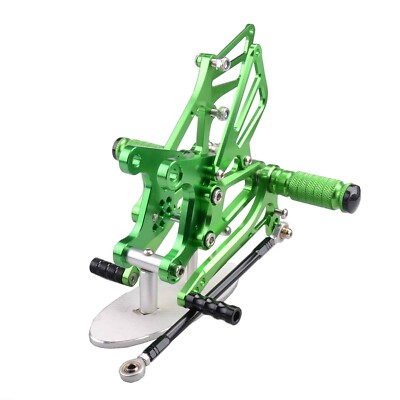 Green CNC Rearset Footpeg Brake Shift Pedal For Kawasaki Ninja ZX6R 05 ...