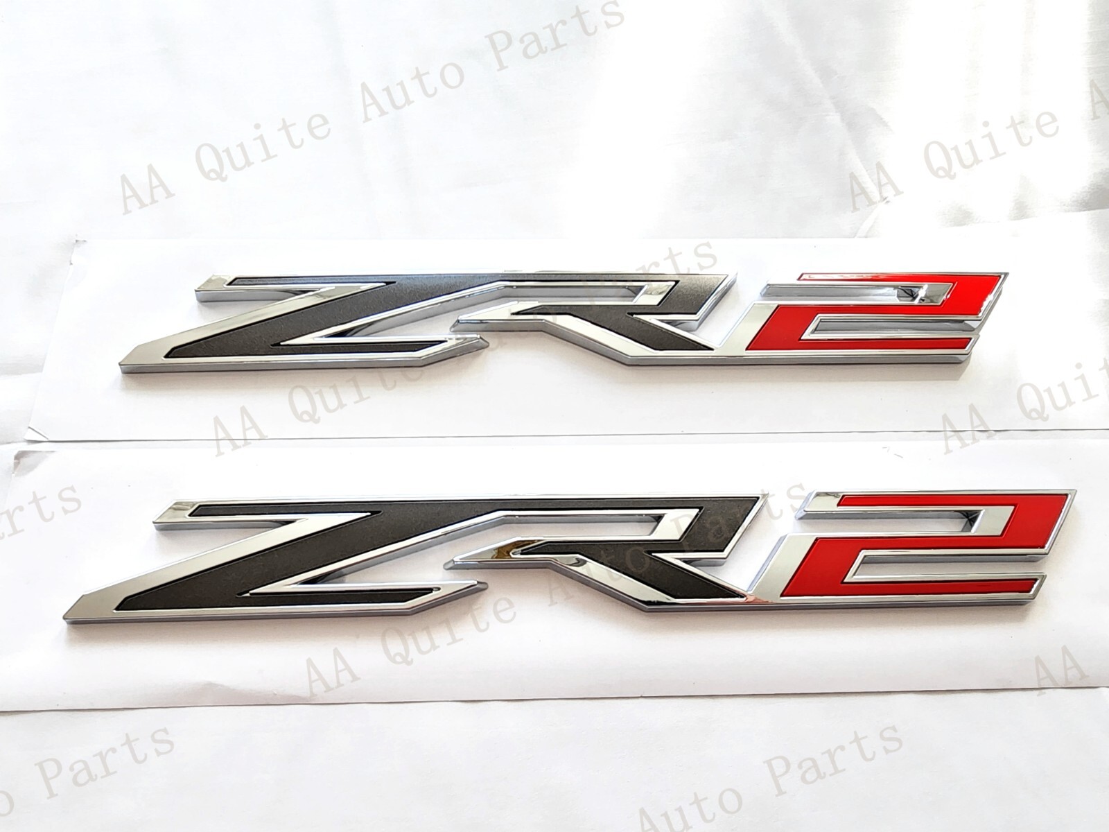 2PCS Chrome Red Fender ZR2 Emblem Badge Fit 2022-2024 Chevy Silverado ...