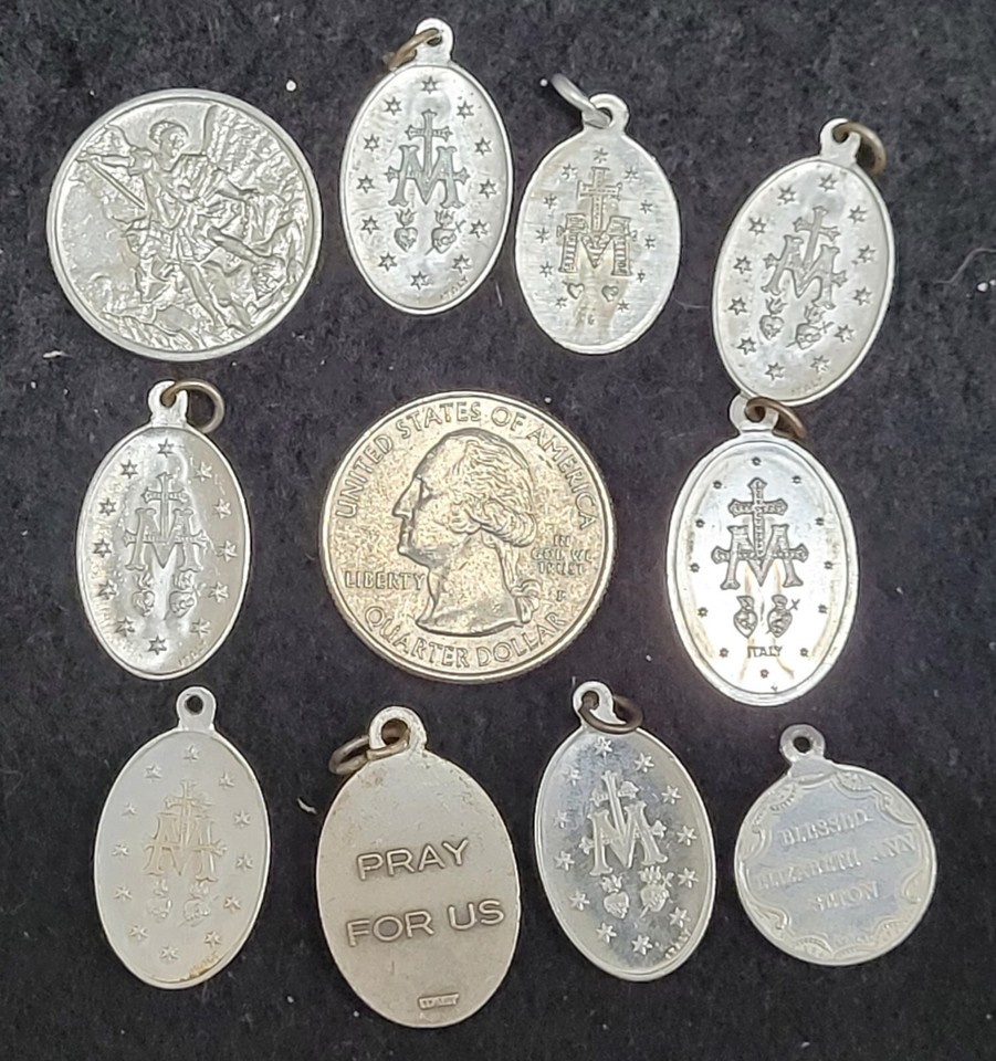 Vintage Religious Cross Medalion Charms Lot Mary Jesus Crucifix Medals ...