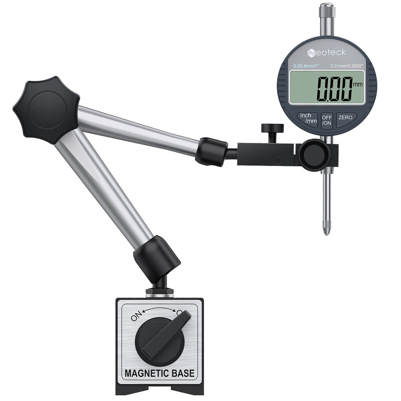 Neoteck Digital Dial Indicator 0-1"/0-0.0005" Magnetic Base Gauge ...