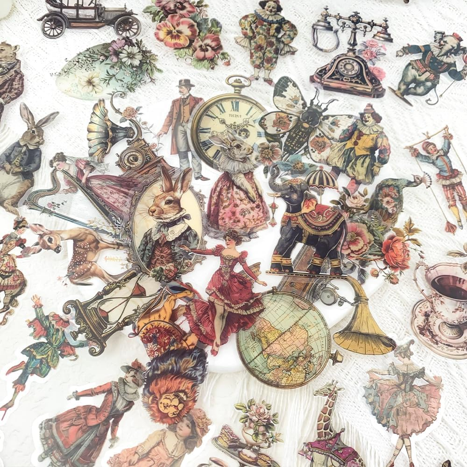 100PCS Vintage Victorian Stickers Pack – Aesthetic Retro Clear Ephemera ...