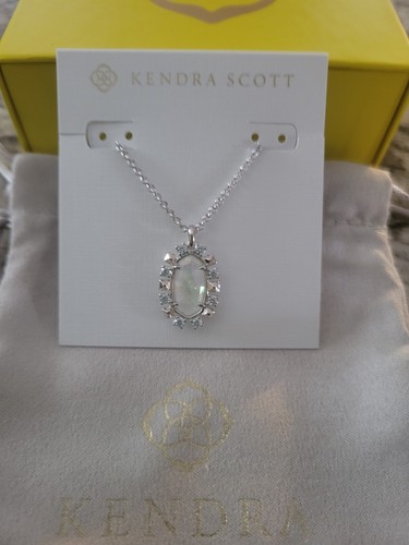 Kendra Scott Shanley Pendant Necklace Silver Iridescent Rock Crystal ...