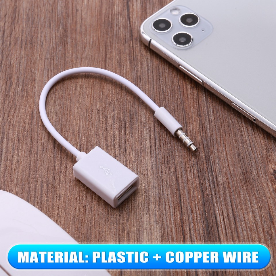 3.5mm Male AUX Audio Plug Jack To USB 2.0 Female Converter Cable Cord ...