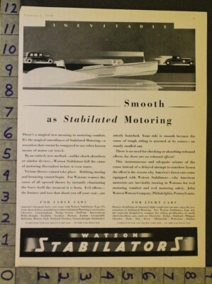 1928 WATSON STABILATOR AUTO BOAT MOTOR ENGINE TRAVEL ART DECO FASHION ...