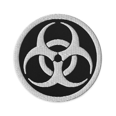 White Thread Bio Hazard Symbol Warning Sign Embroidered Patch Zombie ...