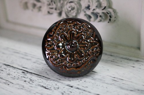 Ceramic Cameo Bas-relief Cabinet Knob Handle Antique Drawer Pull Rural ...
