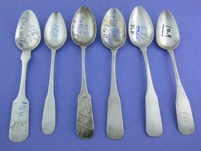 Variety Lot 6 Early Coin Silver Spoons w/ various makers marks | eBay