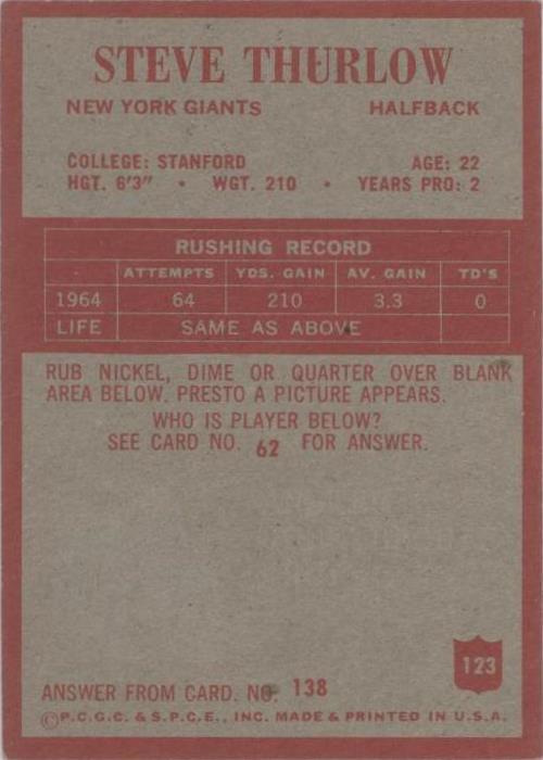1965 Philadelphia Steve Thurlow #123 for sale | eBay