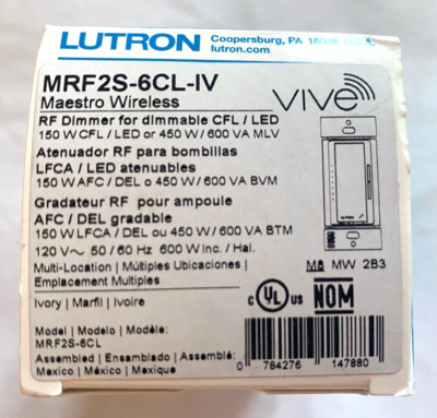 Lutron MRF2S-6CL-IV Vive Maestro Dimmer RF Wireless MRF2 6CL Ivory SHIP ...