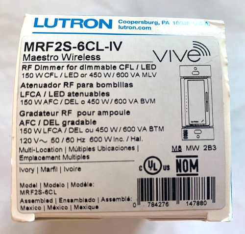 Lutron MRF2S-6CL-IV Vive Maestro Dimmer RF Wireless MRF2 6CL Ivory SHIP ...