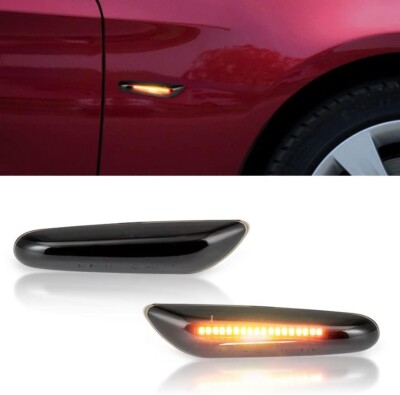 2x Black Side Indicator LED Repeater Light Amber For BMW E81 E87 E46 ...