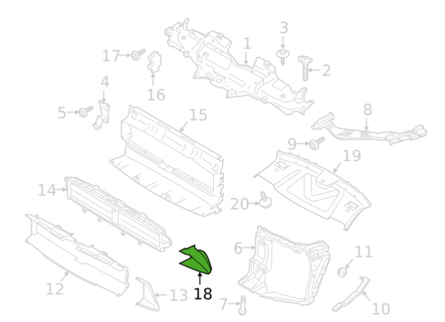 PORSCHE MACAN 95B.2 FRONT LEFT RADIATOR AIR DUCT 95B121699G1E0 ORIGINAL ...