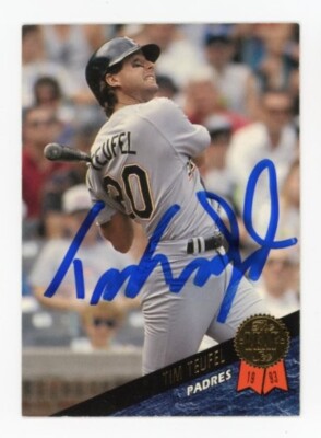 SIGNED BASEBALL CARD AUTO TIM TEUFEL #10 1993 LEAF SERIES ONE SAN DIEGO ...