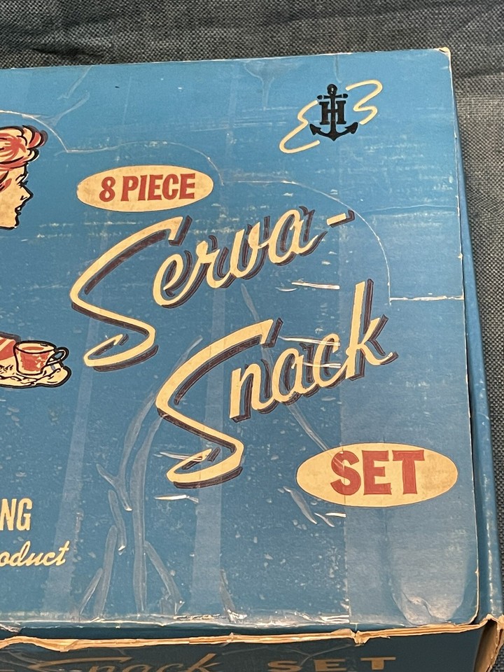 Vintage Anchor Hocking Serva-Snack Set - 8 Pieces Grape Pattern Plates ...