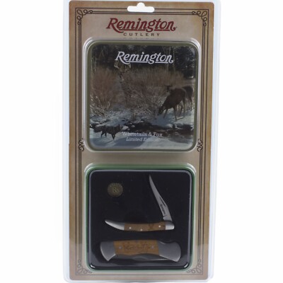 Remington Whitetail Deer and Fox Toothpick Lockback Knife Gift Set Tin ...