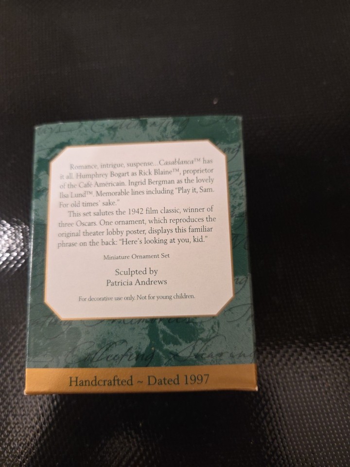 Hallmark Casablanca 3 Piece Rick Blaine Ilsa Lund Bogart Bergman 1997 ...
