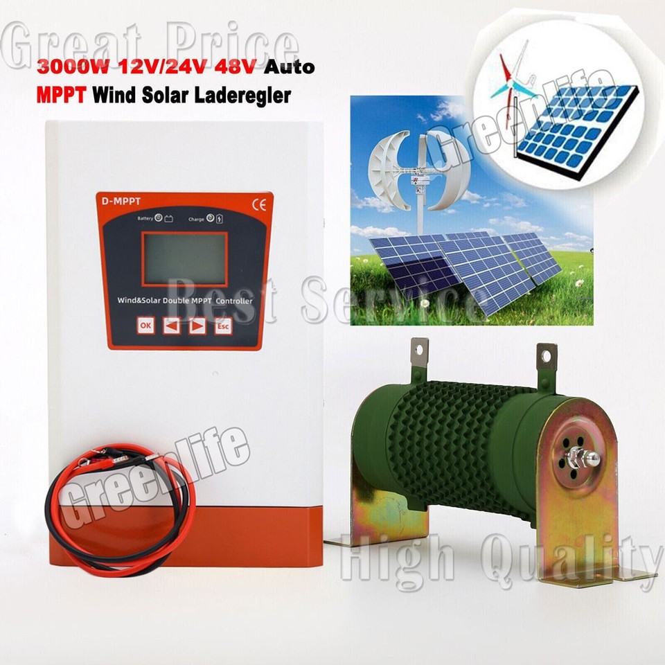 3000W Dual MPPT Hybrid Solar Wind Turbine Charge Controller DC 48V W ...
