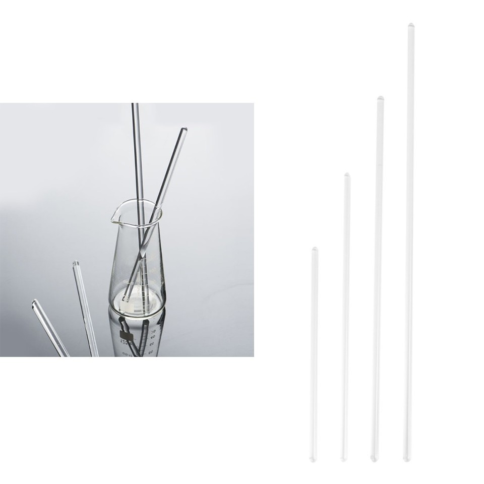 12 Pcs Laboratory Stirring Transparent Sticks Round Head Stirer Glass ...