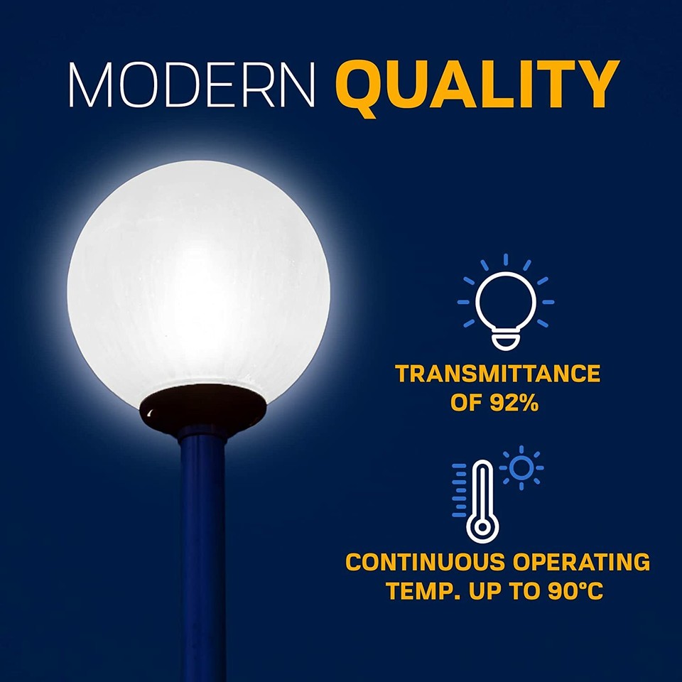 KastLite 12" White Acrylic Lamp Post Globe | 3.91" Fitter Neck | eBay