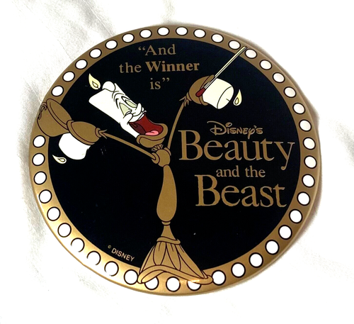 Vintage 4" Pinback Button Disney Beauty & the Beast And the Winner is ...