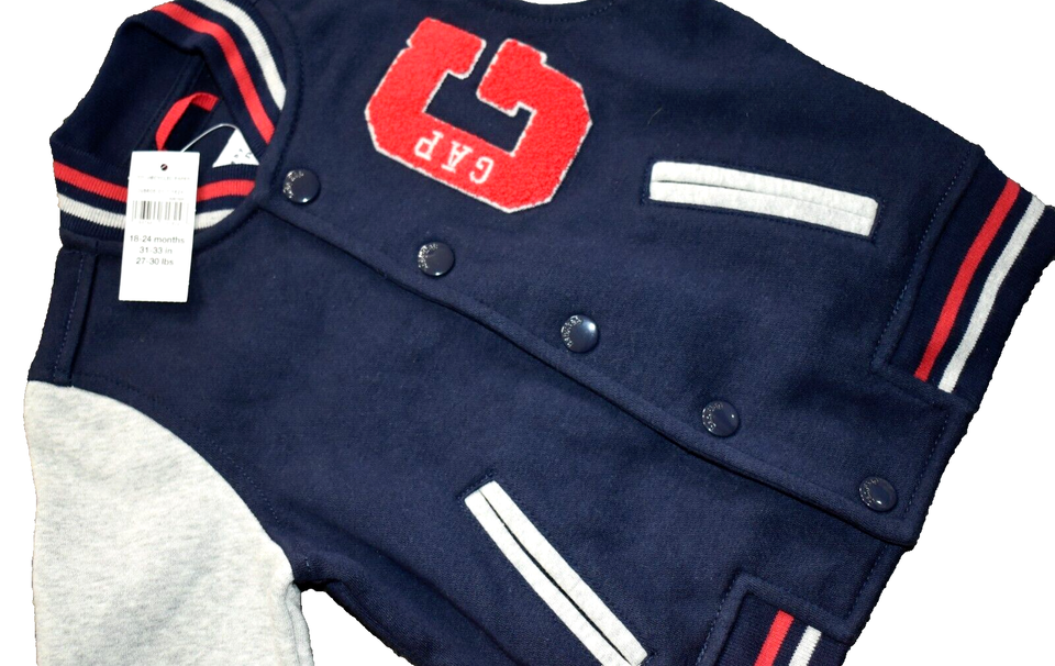 E6 !WOW! NWT 18-24M BABY GAP Logo Varsity Sweatshirt Snap Jacket Coat | eBay