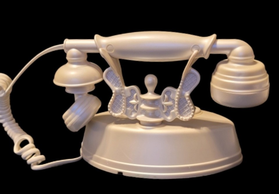 Vtg Working Push Button Toy Telephone French Princess Style Purple ...