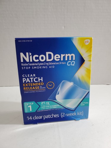 NicoDerm CQ Step 1 Stop Smoking Aid Clear Nicotine Patches-14 Count-EXP ...