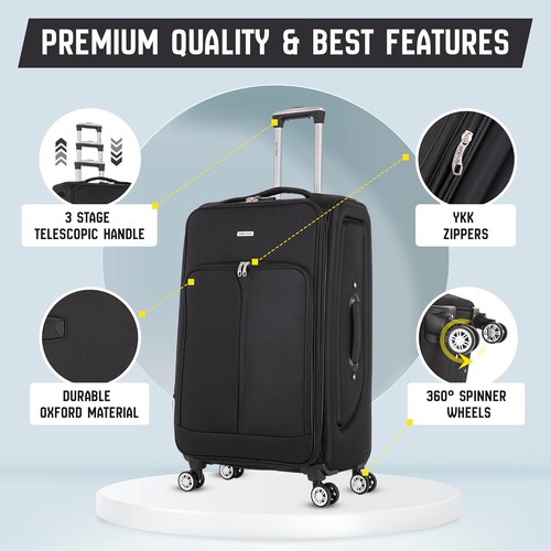 4 Wheel Suitcase Large XL Medium Cabin Expandable Lightweight Soft ...