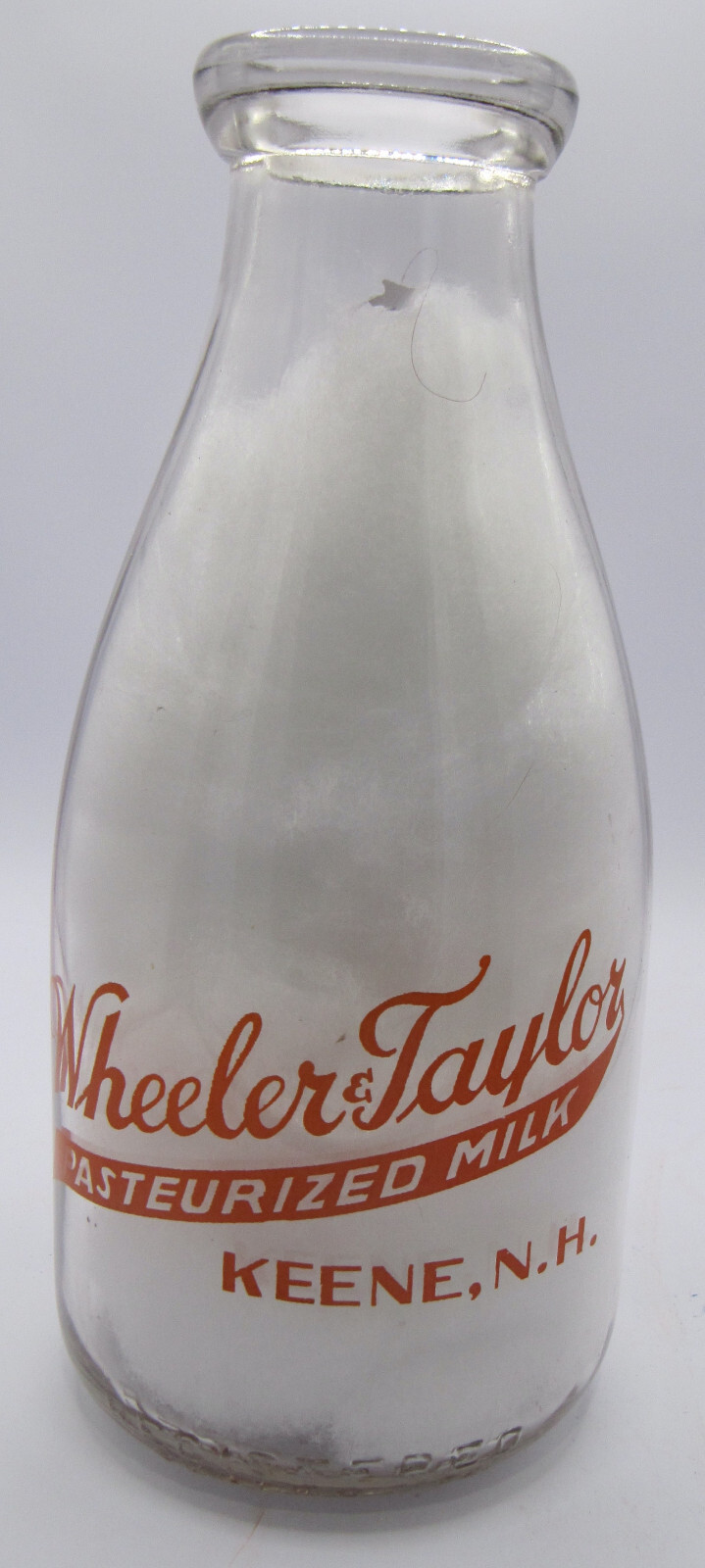 Wheeler & Taylor Dairy, Quart Milk Bottle, Orange Pyro, Keene, New ...