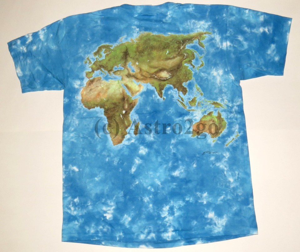 WHOLE EARTH-Liquid Blue tie dyed 2 sided Space Astronomy Science T ...