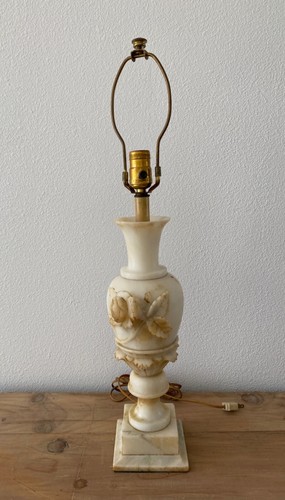 Vintage Italain Carved Alabaster Lamp with Carved Roses | eBay