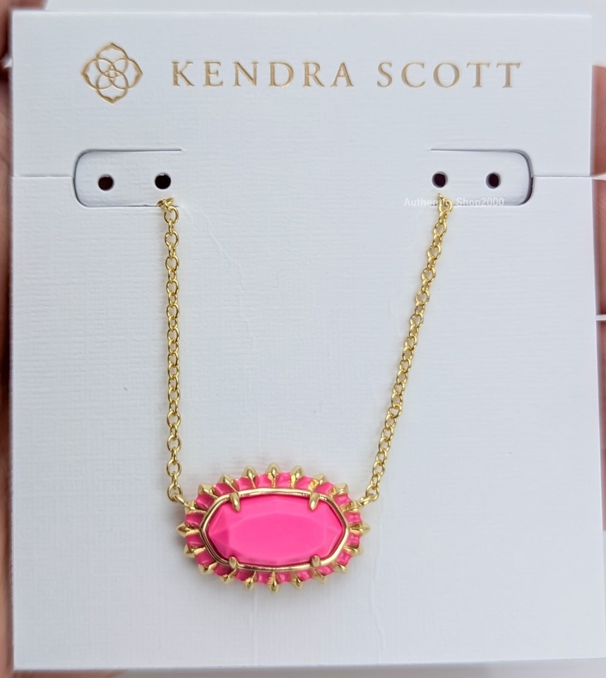 NEW 100% KENDRA SCOTT Neon Pink Magnesite Gold Elisa Burst Frame ...
