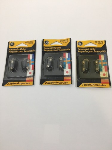 Lot of 3 2 pk New GE DE3022 Miniature Lamp Bulb 5w 12 volt T2-1/4 ...