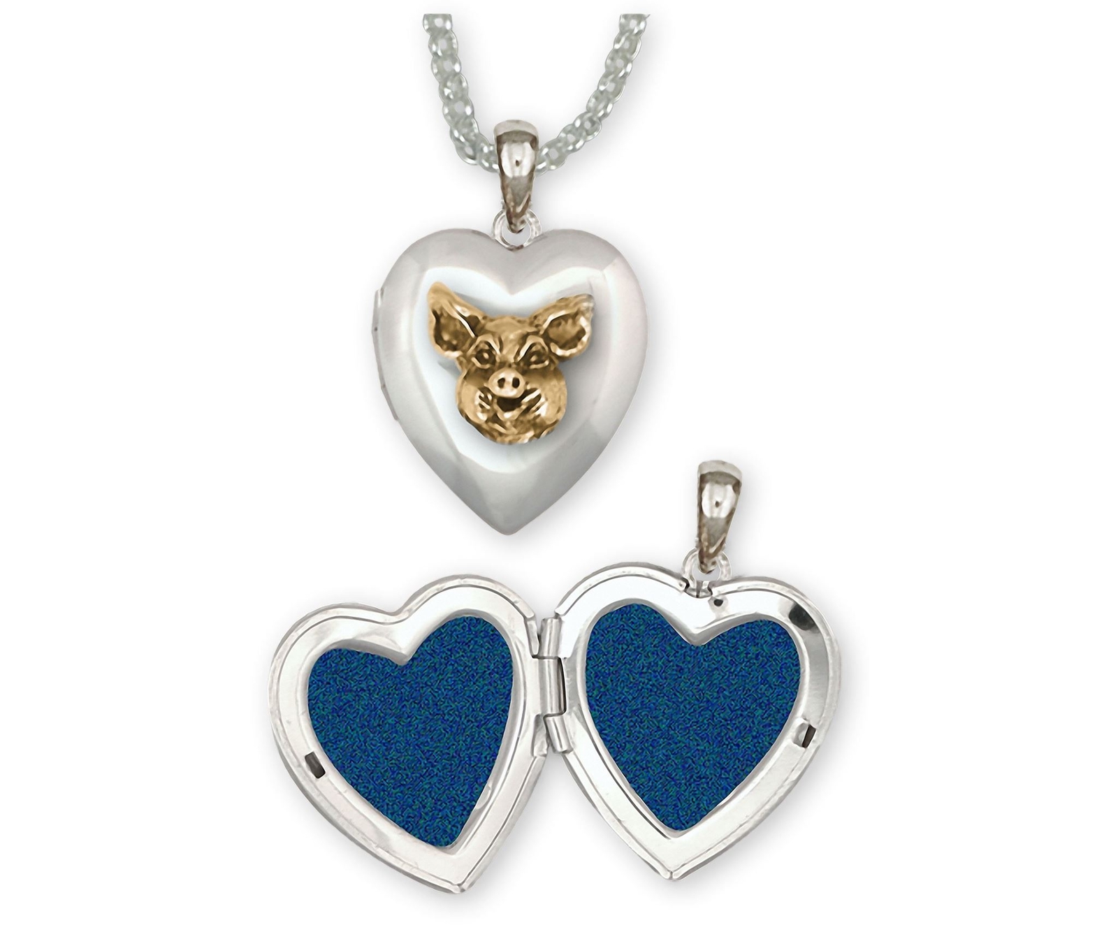 Pig Jewelry Silver And 14k Gold Handmade Pig Photo Locket P1H-TNT | eBay