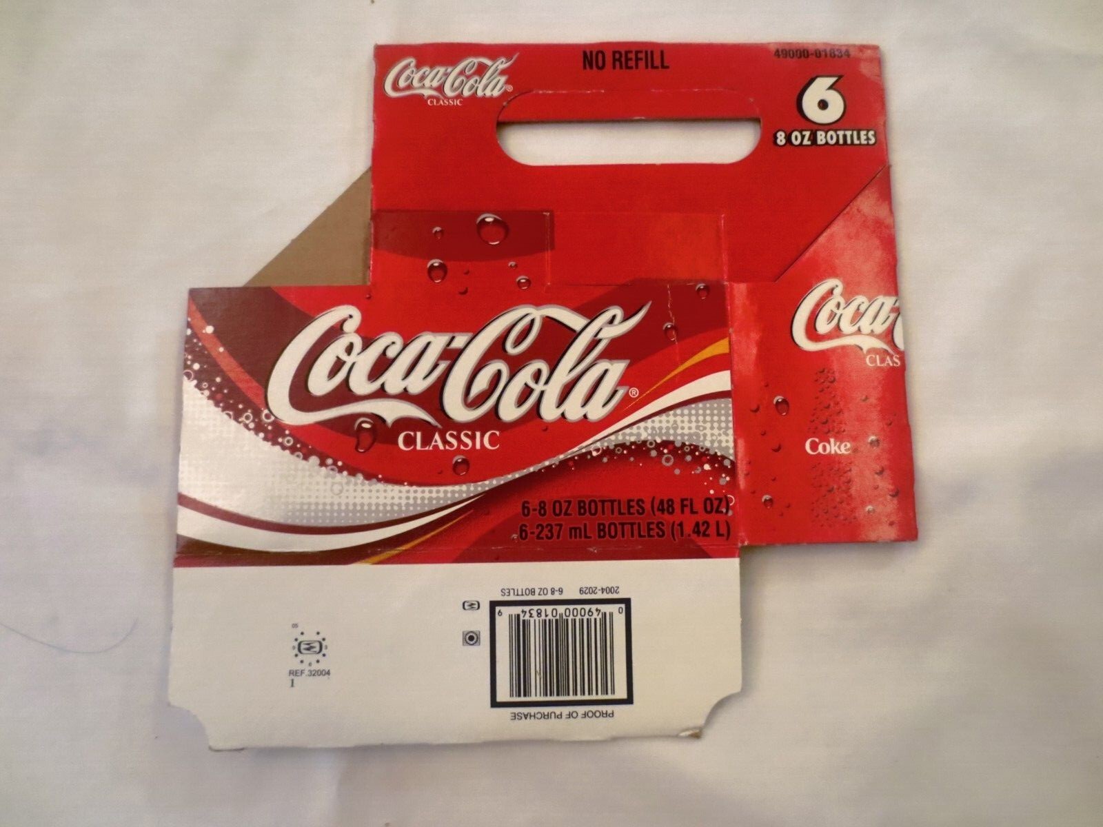 Coca-Cola Classic 6 Pack Carrier Carton 8oz No Refill Bottles ...