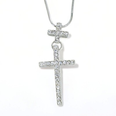 Double Cross Pendant Chain Made With Swarovski Crystal 18" Chain ...