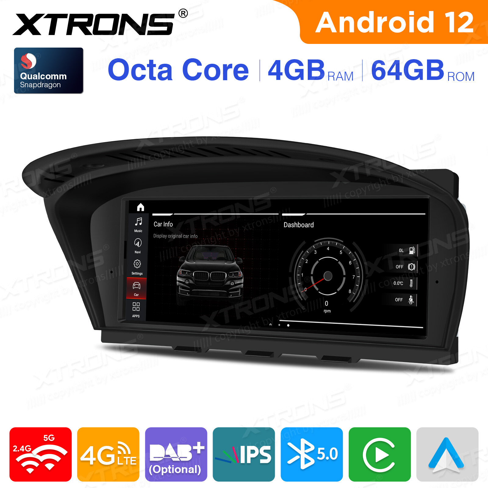 8.8" Android 12.0 4+64GB Car Stereo GPS Head Unit For BMW E90/91/92/E63 ...