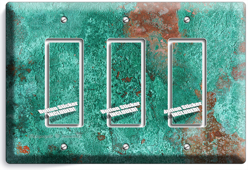 RUSTED COPPER GREEN PATINA RUSTIC LOOK LIGHT SWITCH OUTLET WALL PLATE ...