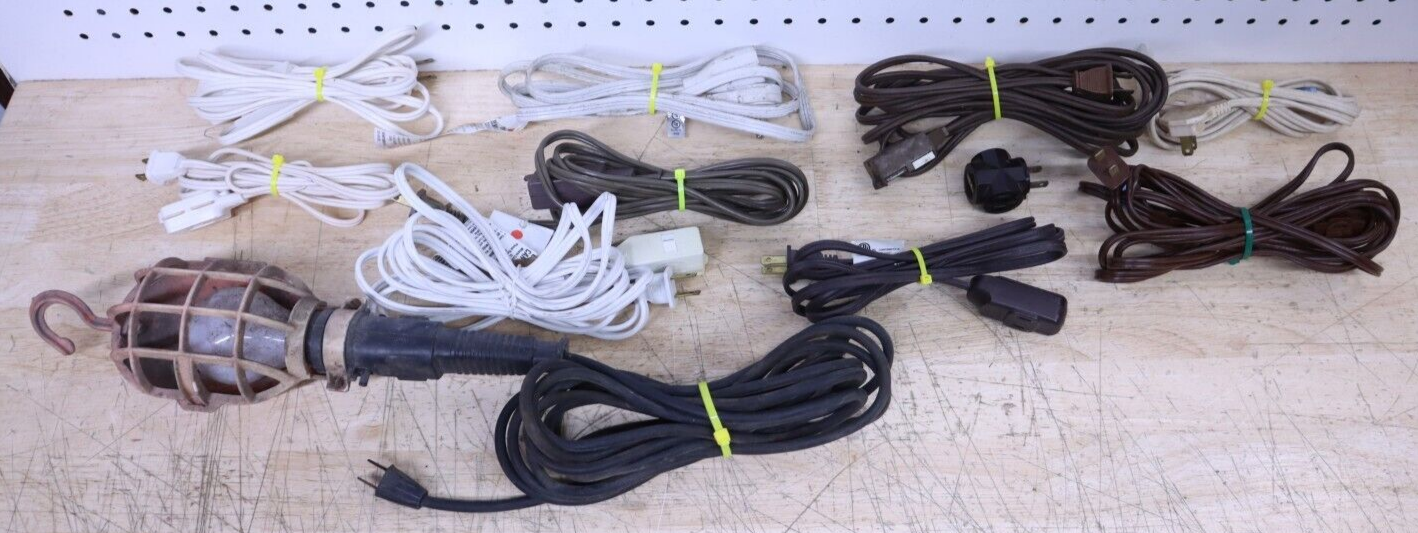 Used Lot Of x10 Multiple Mixed Indoor Extension Power Cords White Brown ...