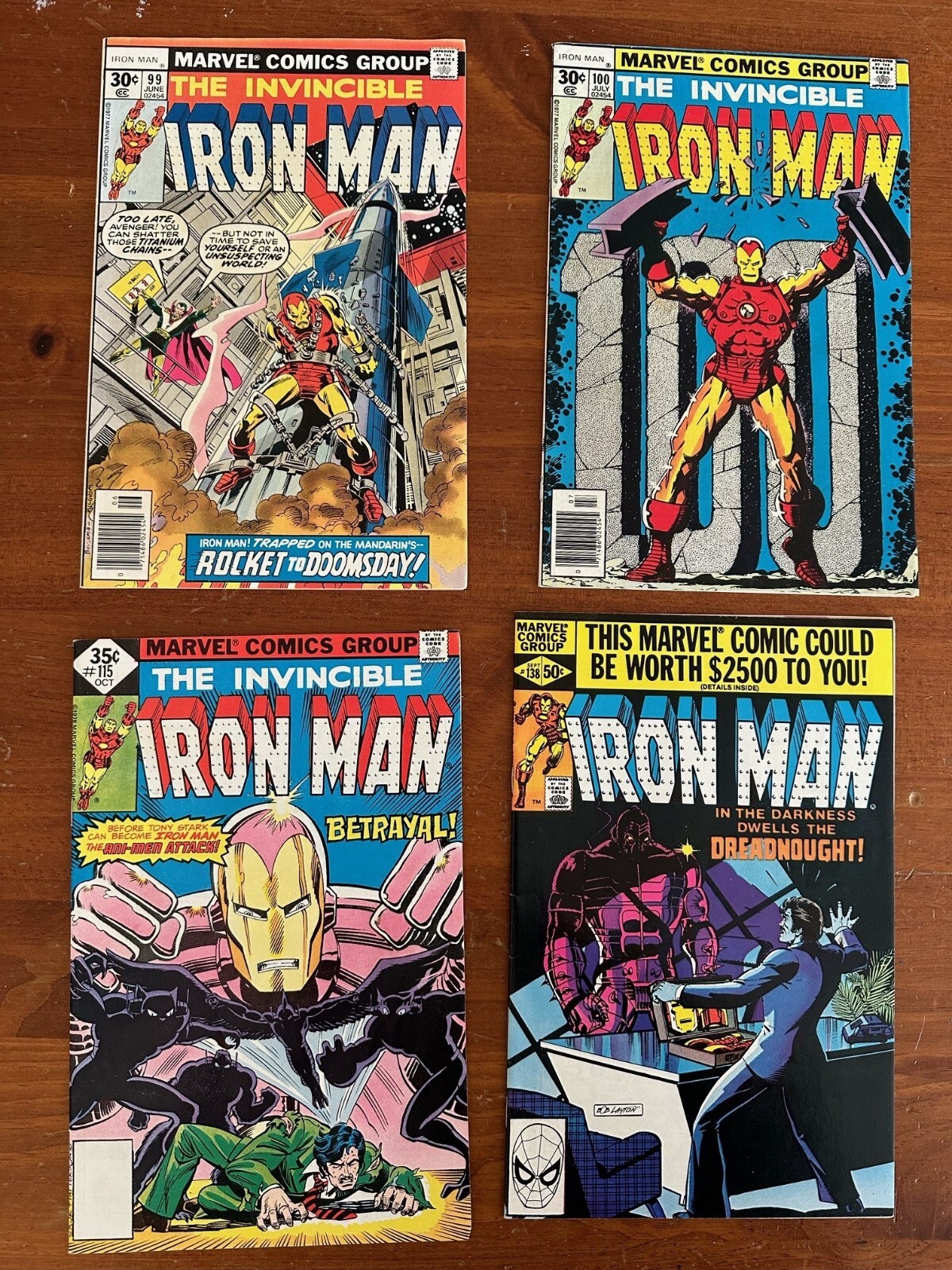 The Invincible Iron Man, Bronze Age Marvel 1977 lot of 4 99 100 115 138 ...