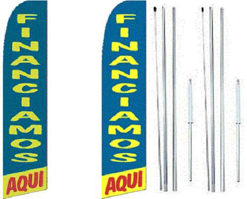 Financiamos Aqui Swooper Flag with Complete Hybrid Pole set - Pack of 2 ...