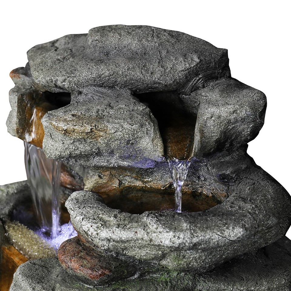 Textured Stone Look Water Fountain – Freestanding Outdoor Feature with ...