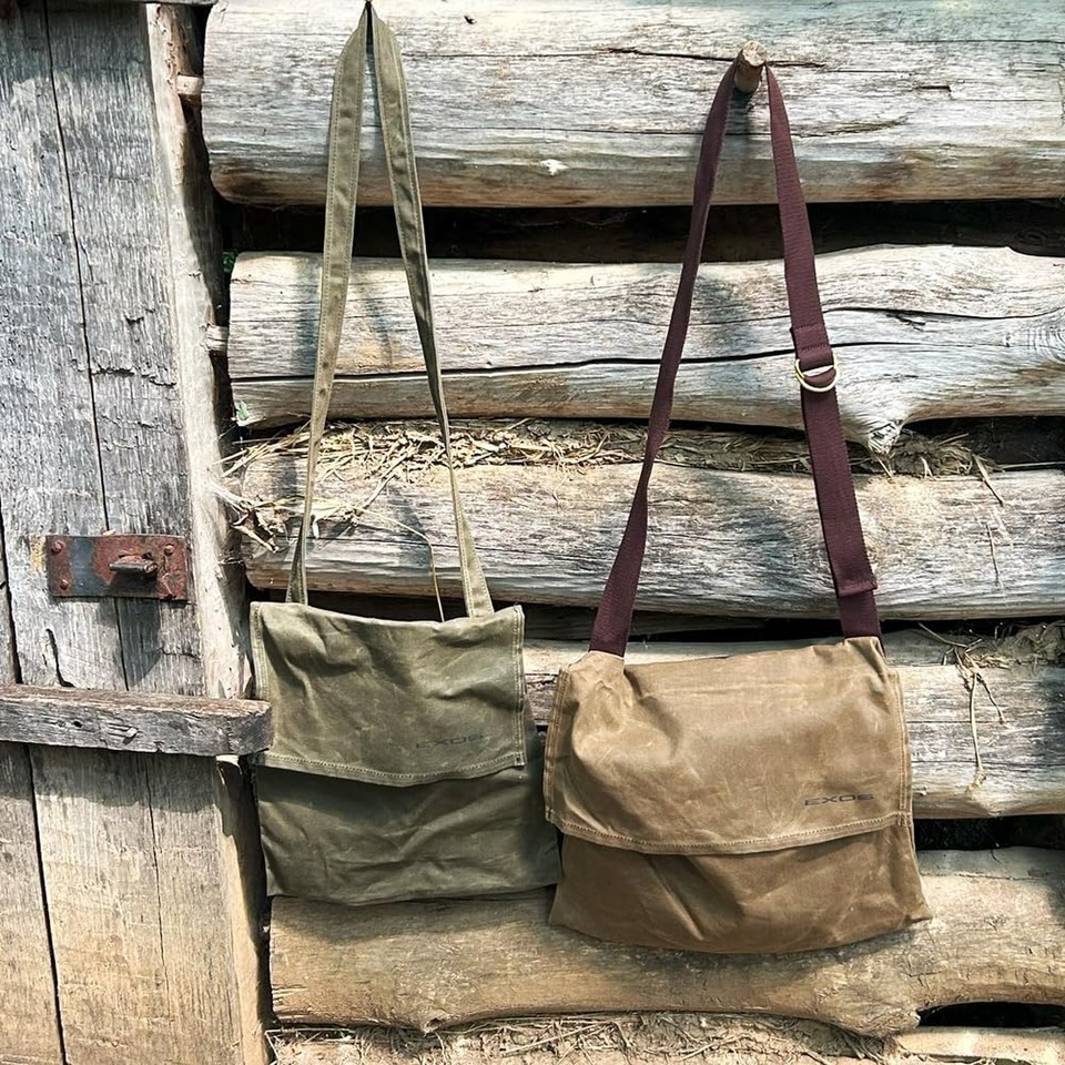 Exos Waxed Canvas Haversack Bushcraft Shoulder Bag - Durable Canvas ...