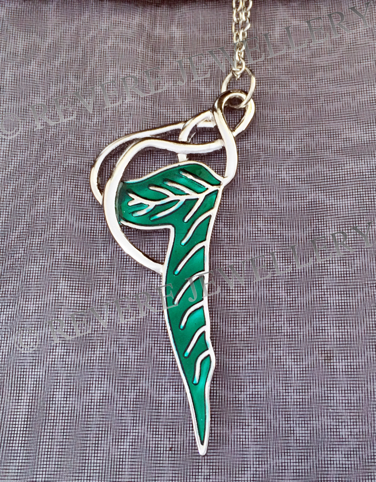 SPLIT Elven Leaf Pin Brooch Badge Necklace SET LOTR Lord of The Rings ...
