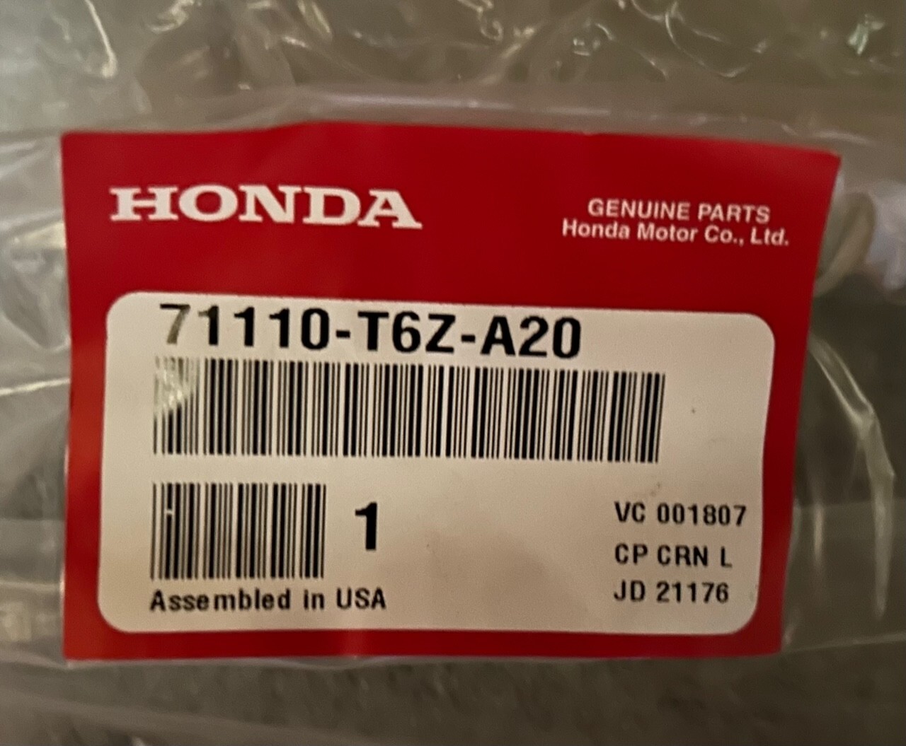 Honda 71110-T6Z-A20 Front Bumper Face Skid Garnish for 17-20 Ridgeline ...